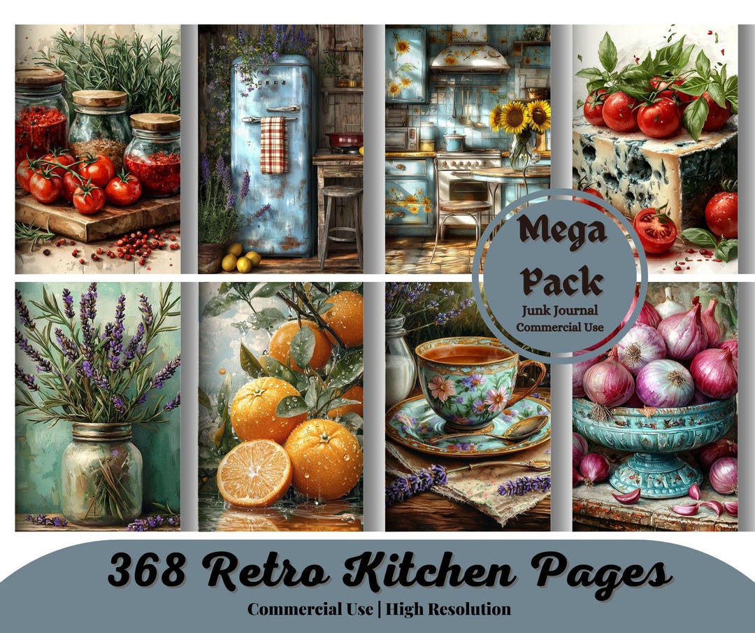Retro Kitchen Pages, Junk Journal and Scrapbook Paper, Food Images ...