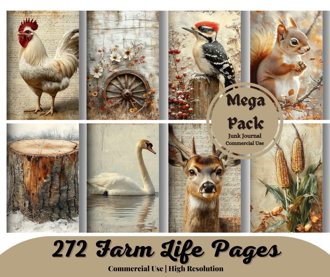 Farm Life Pages From Scrapbook and Junk Journal, Countryside, Cottage ...
