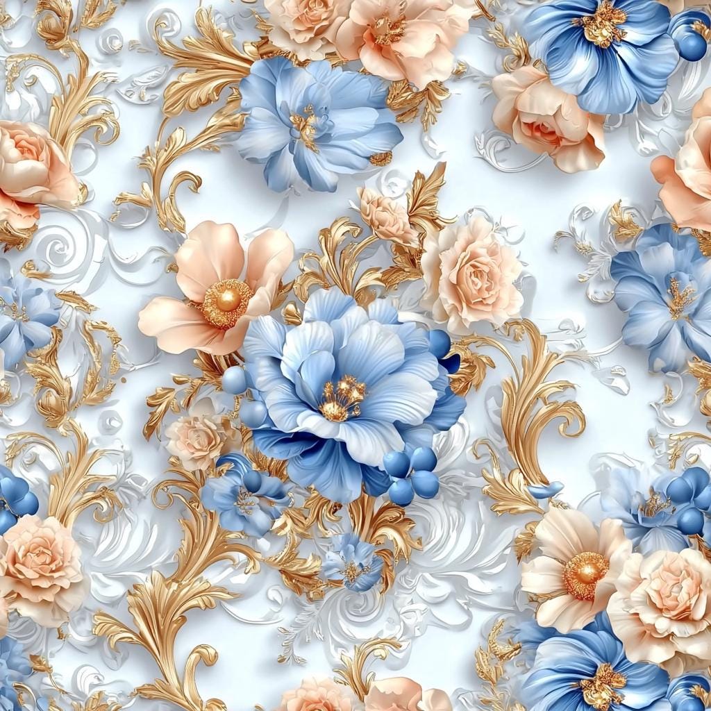 Rococo Palace Wallpaper Digital Paper, Rococo Patterns, Instant ...