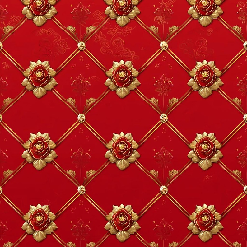 Queen of Hearts Digital Paper, Royal Heart Patterns With Harlequin ...