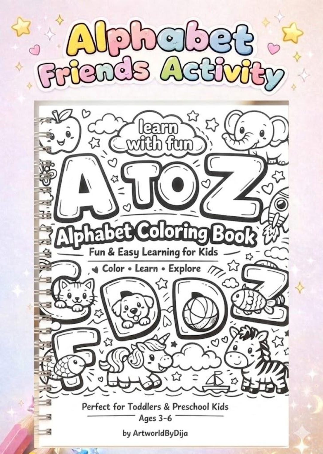 A to Z Alphabet Friends Activity Book | 34 Pages Printable PDF | Fun ...