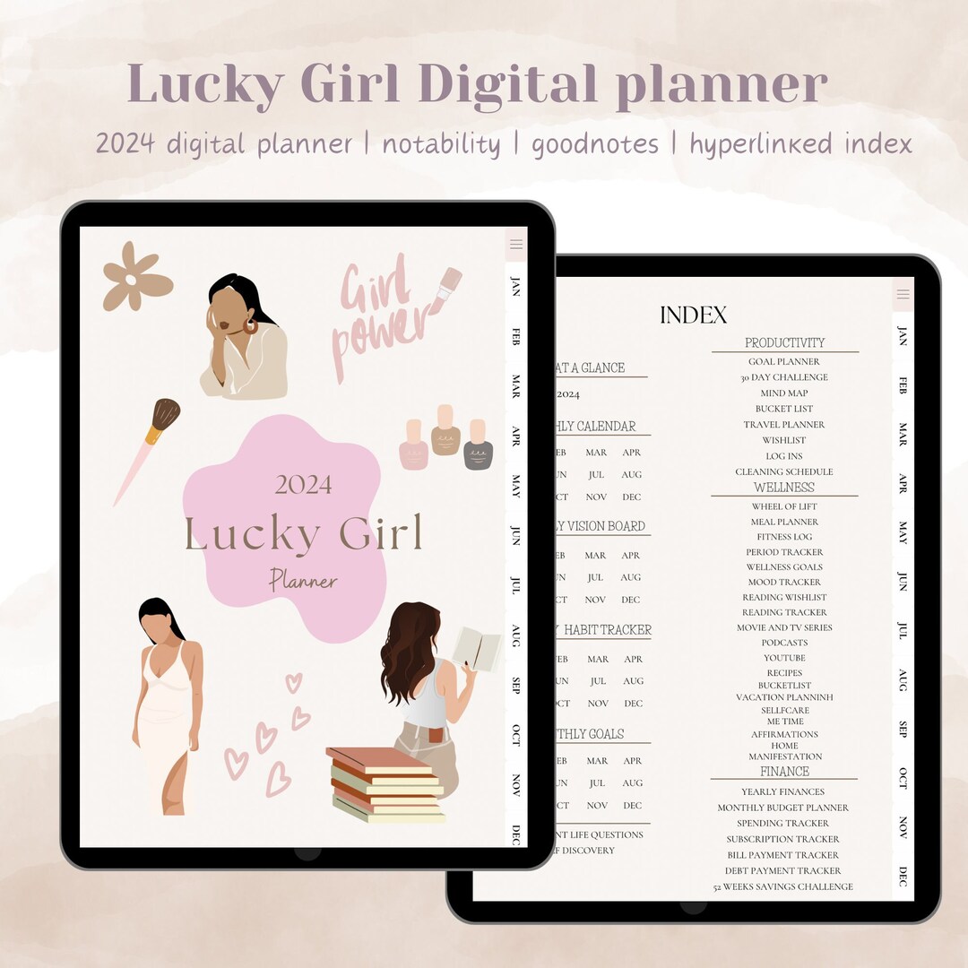 2024 Digital Planner, Lucky Girl Planner, Good Notes Planner, 2024 Good ...