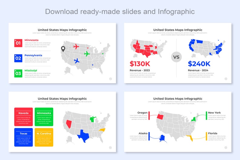 United States Maps Infographic Template - Etsy