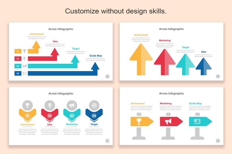 Plantilla de infografía de flecha con PowerPoint - Etsy México