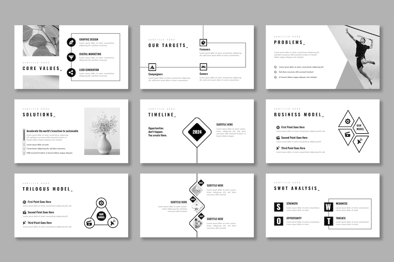 Clean Minimal Business Powerpoint Presentation Template - Etsy