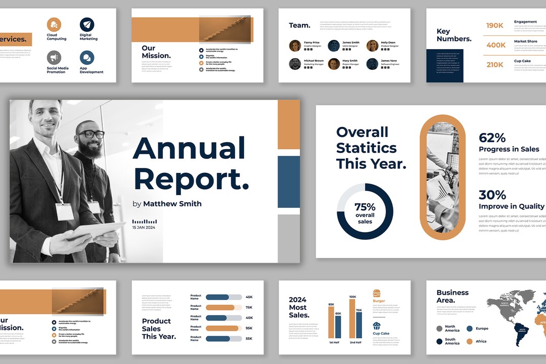 Minimalist Annual Report Powerpoint Template - Etsy