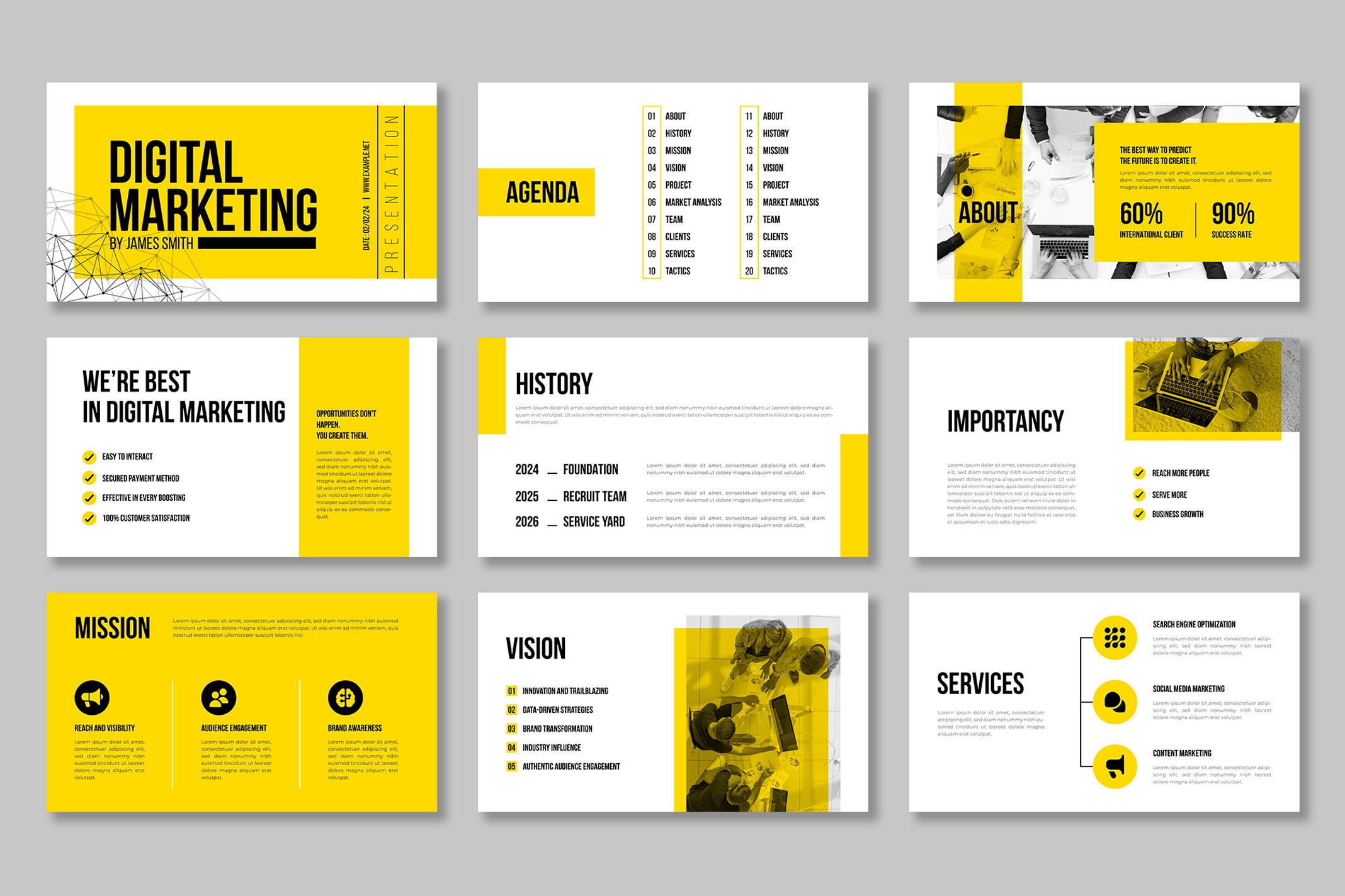 Creative Digital Marketing Powerpoint Presentation Template - Etsy