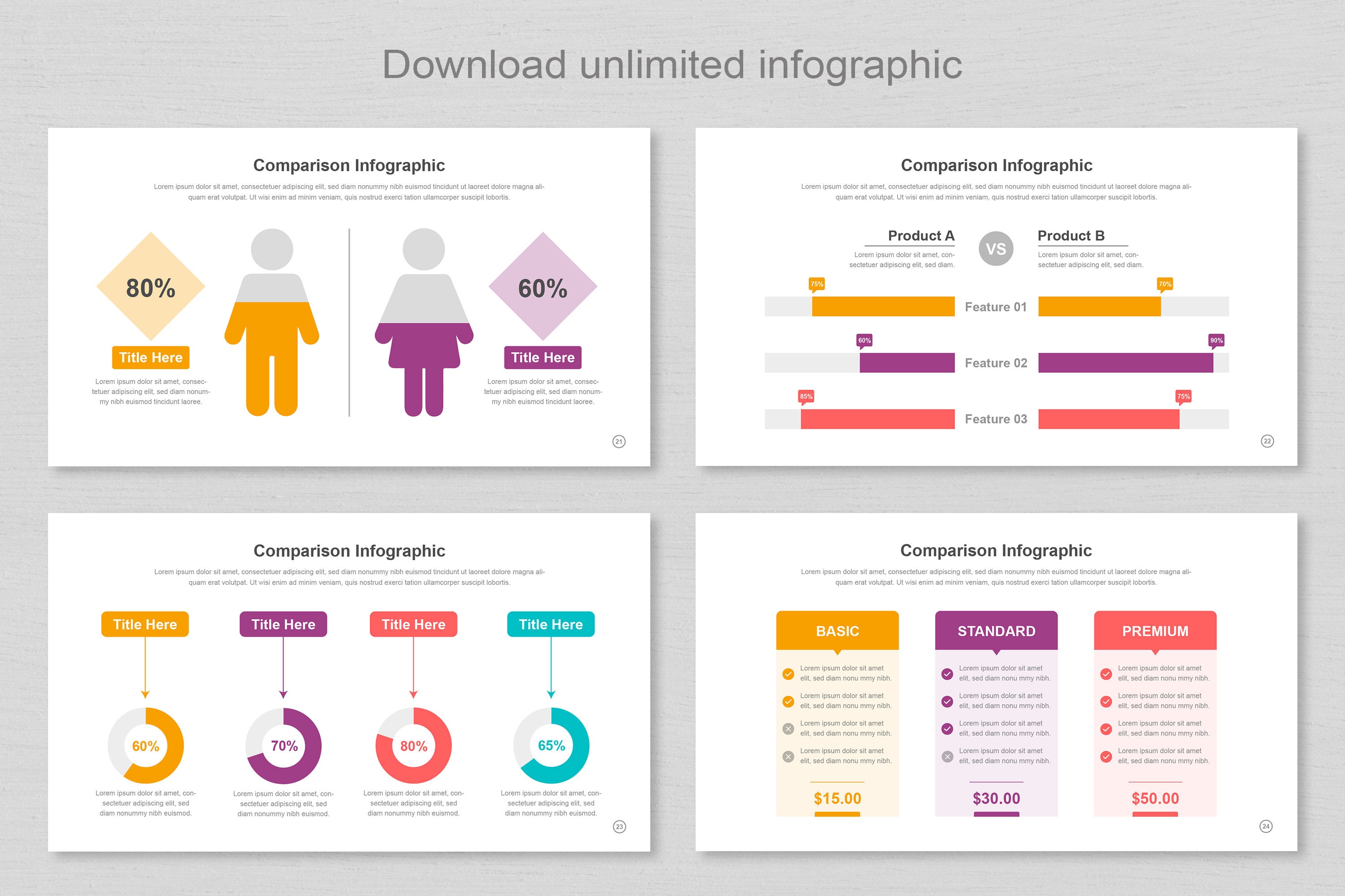 Comparison Infographic Templates | Easy Edit | Colorful Slides | Google ...