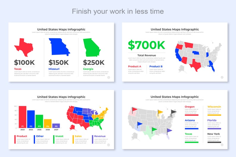 United States Maps Infographic Template - Etsy
