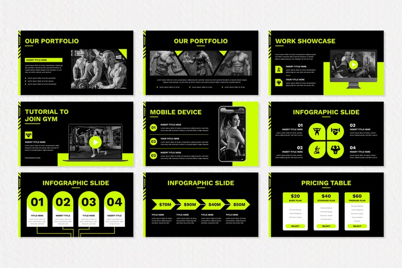 Creative GYM and Fitness Powerpoint Presentation Template - Etsy