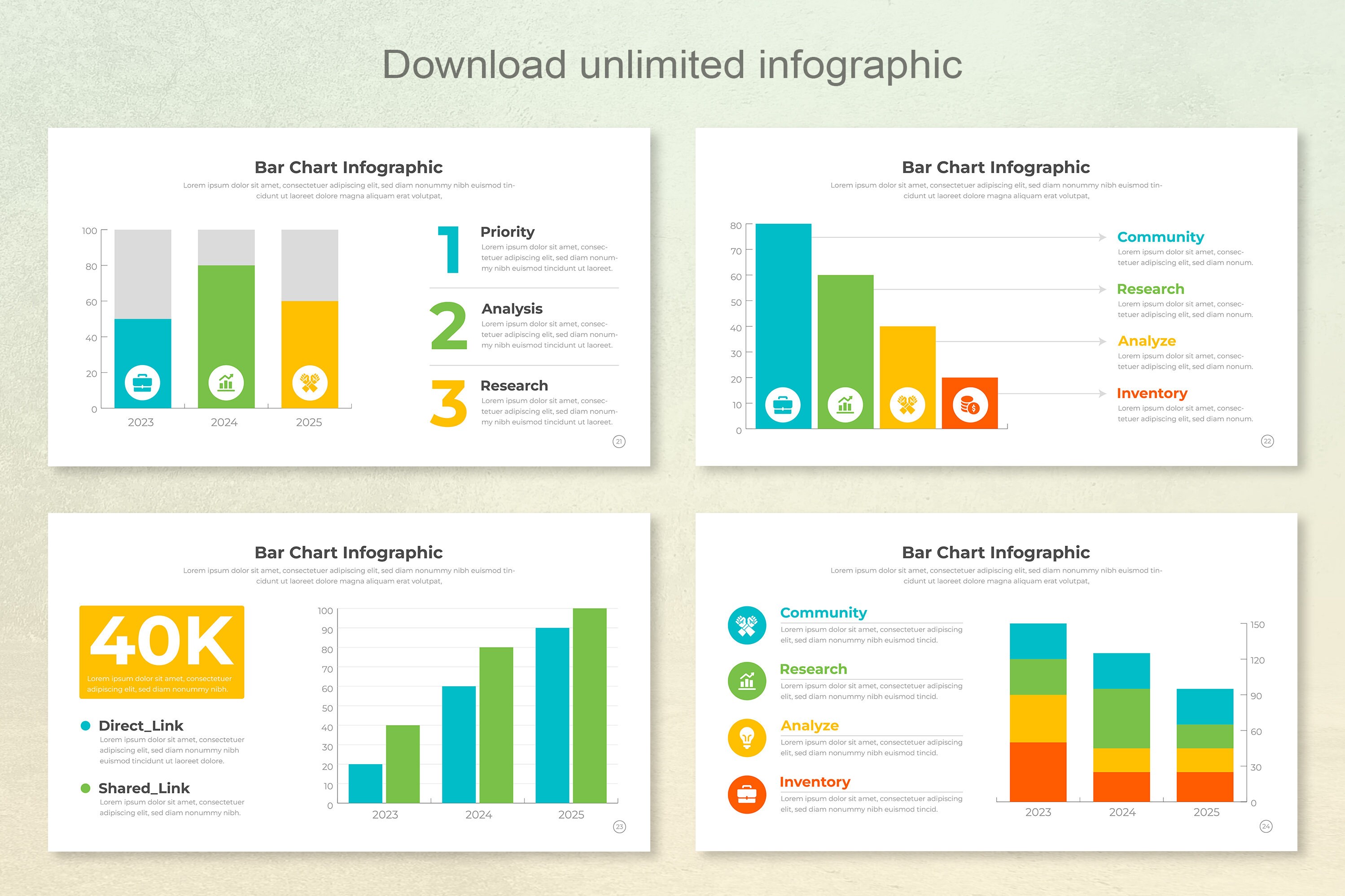 Bar Chart Infographic Template | Google Slide, Powerpoint, Illustrator ...