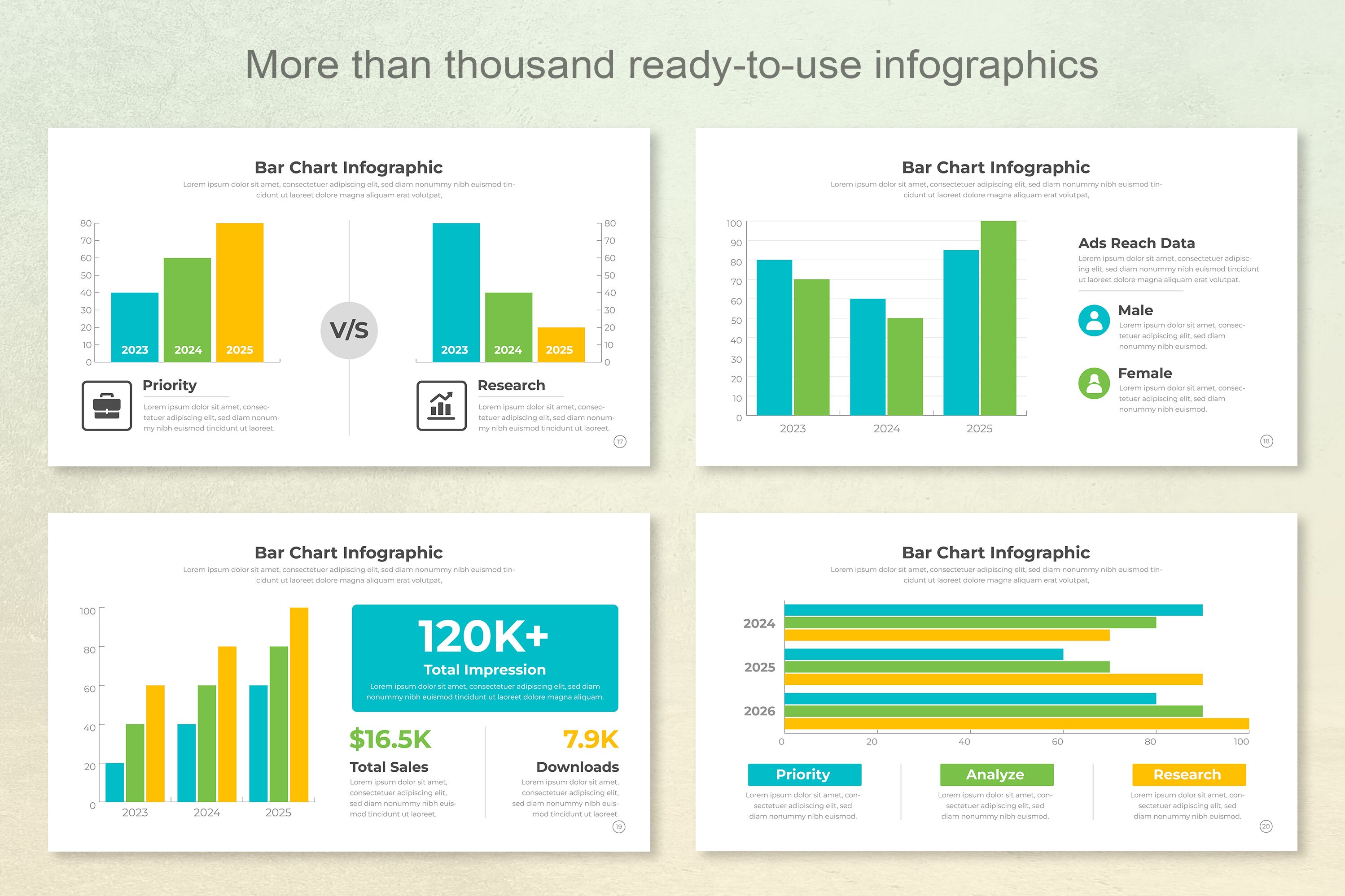 Bar Chart Infographic Template | Google Slide, Powerpoint, Illustrator ...