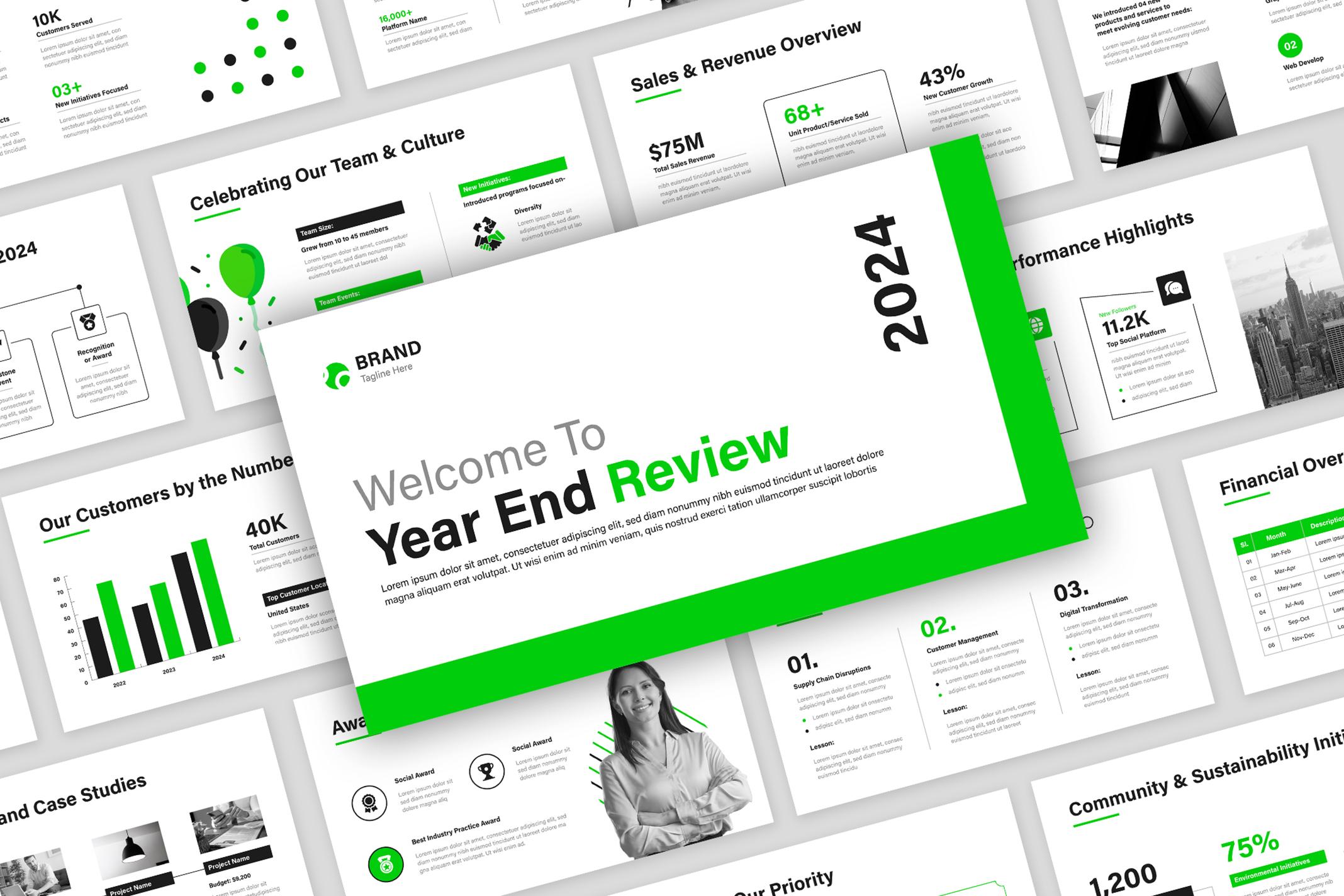 Year-end Review Powerpoint Presentation Template - Etsy