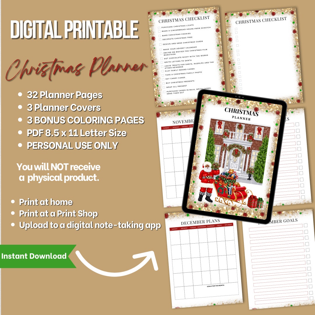 Printable Christmas Planner, Holiday Planning Organizer, Digital ...