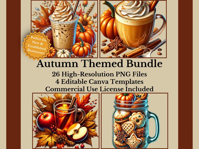 Thanksgiving PNG Clipart Bundle: Fall Canva Templates (commercial Use ...