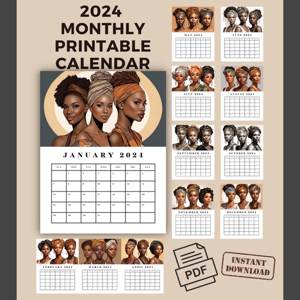 2024 Black Girl Wall Calendar - Etsy