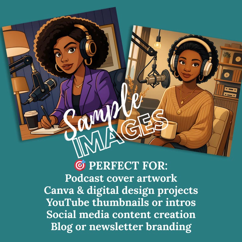 Black Women Podcaster PNG Clipart | Podcast Scene Illustrations for ...
