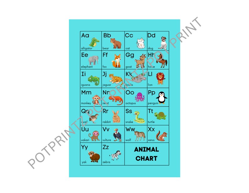 Alphabet Chart for Kids Pre-school Digital File Classroom Teachers ...