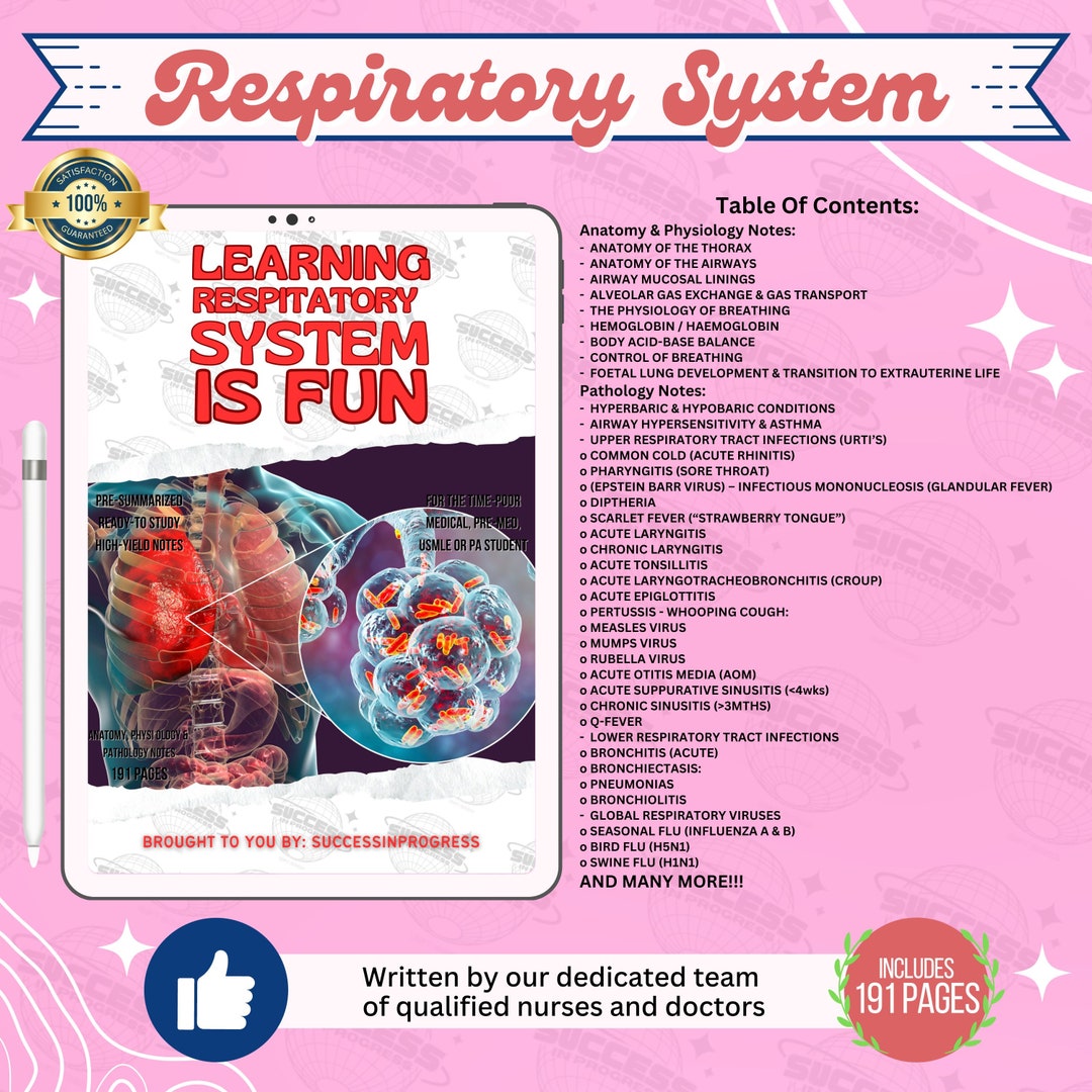 Respiratory Notes L Respiratory System Study Bundle for Nurse L High ...