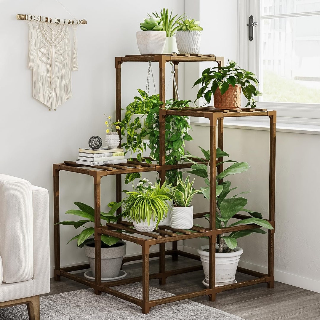 4 Tier Wooden Corner Plant Stand Indoor Plant Stand Unique - Etsy