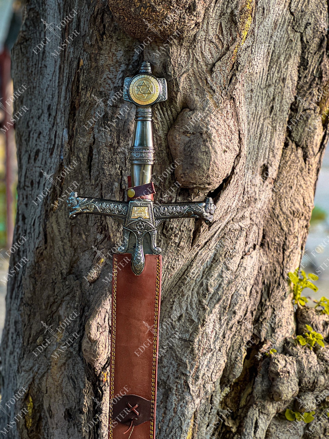 King Solomon Sword With Leather Sheath Handmade Damascus Sword - Etsy