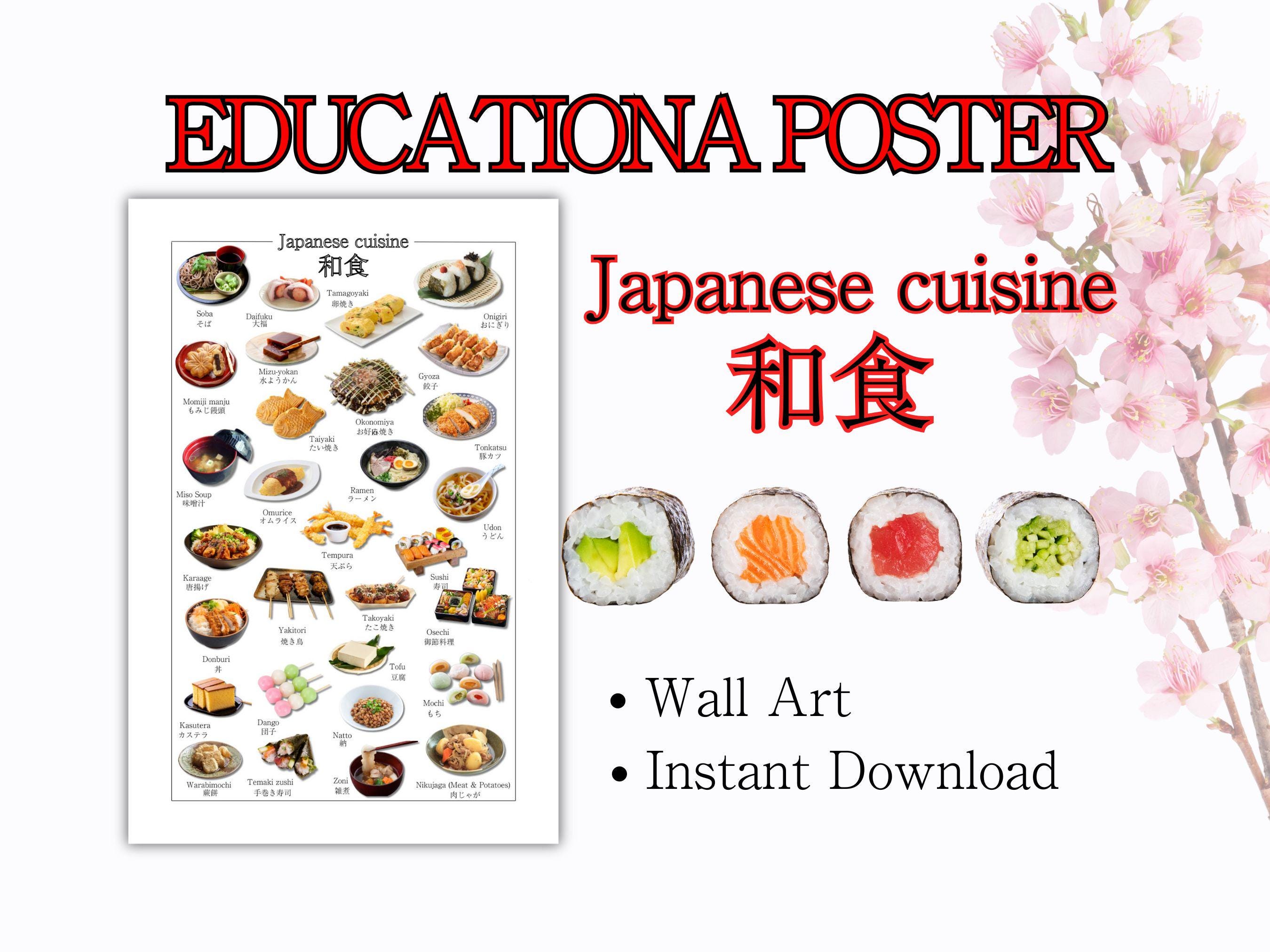 Japanese Cuisine Educational Poster | Instant Download | Bilingual Food ...