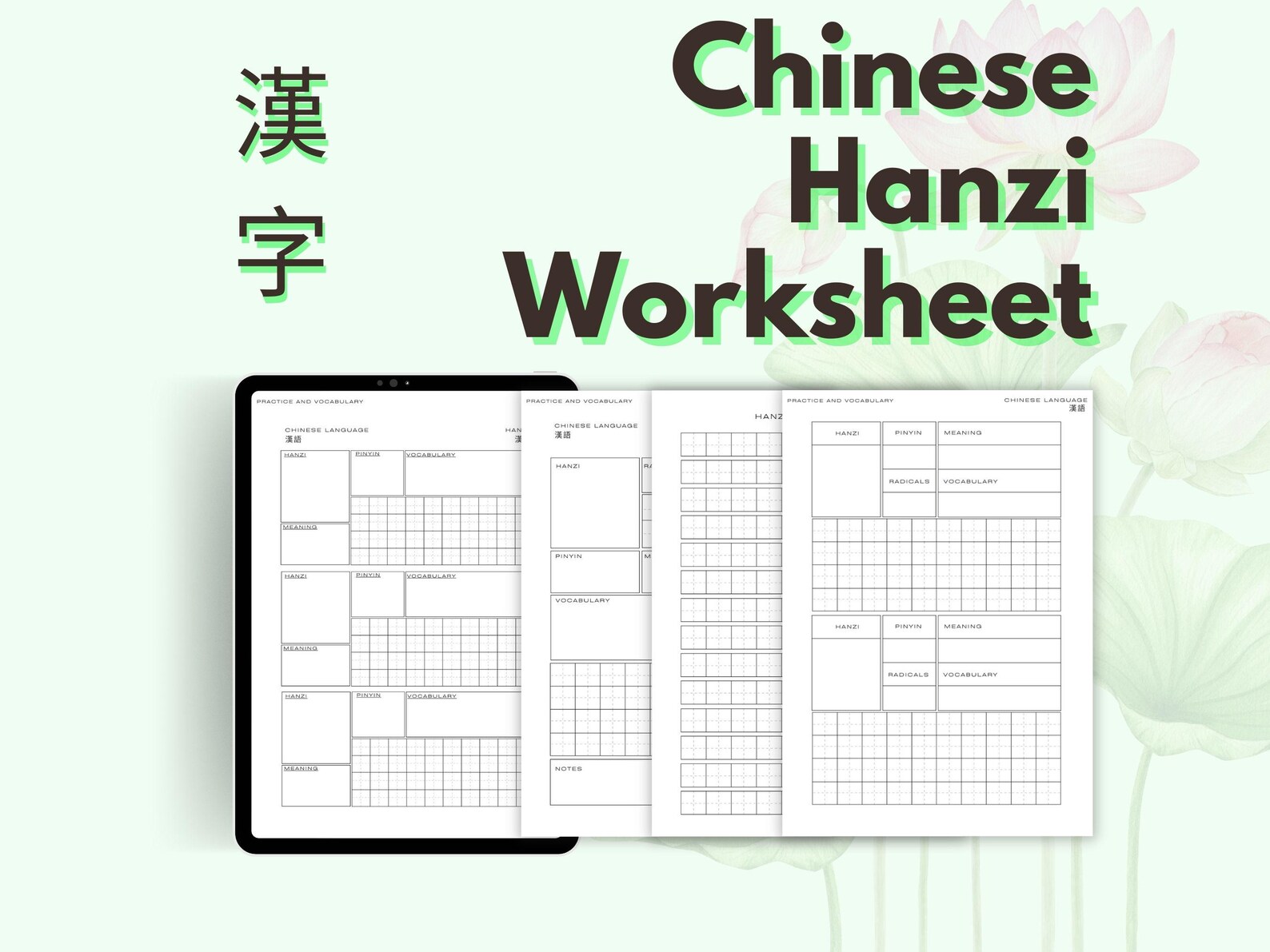HANZI Practice Worksheet - Chinese Language - Educational Digital ...