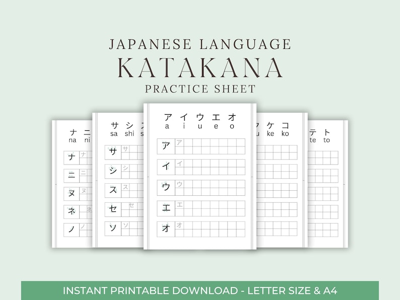 KATAKANA Practice Sheet - Writing Worksheet - Learn Japanese Language ...