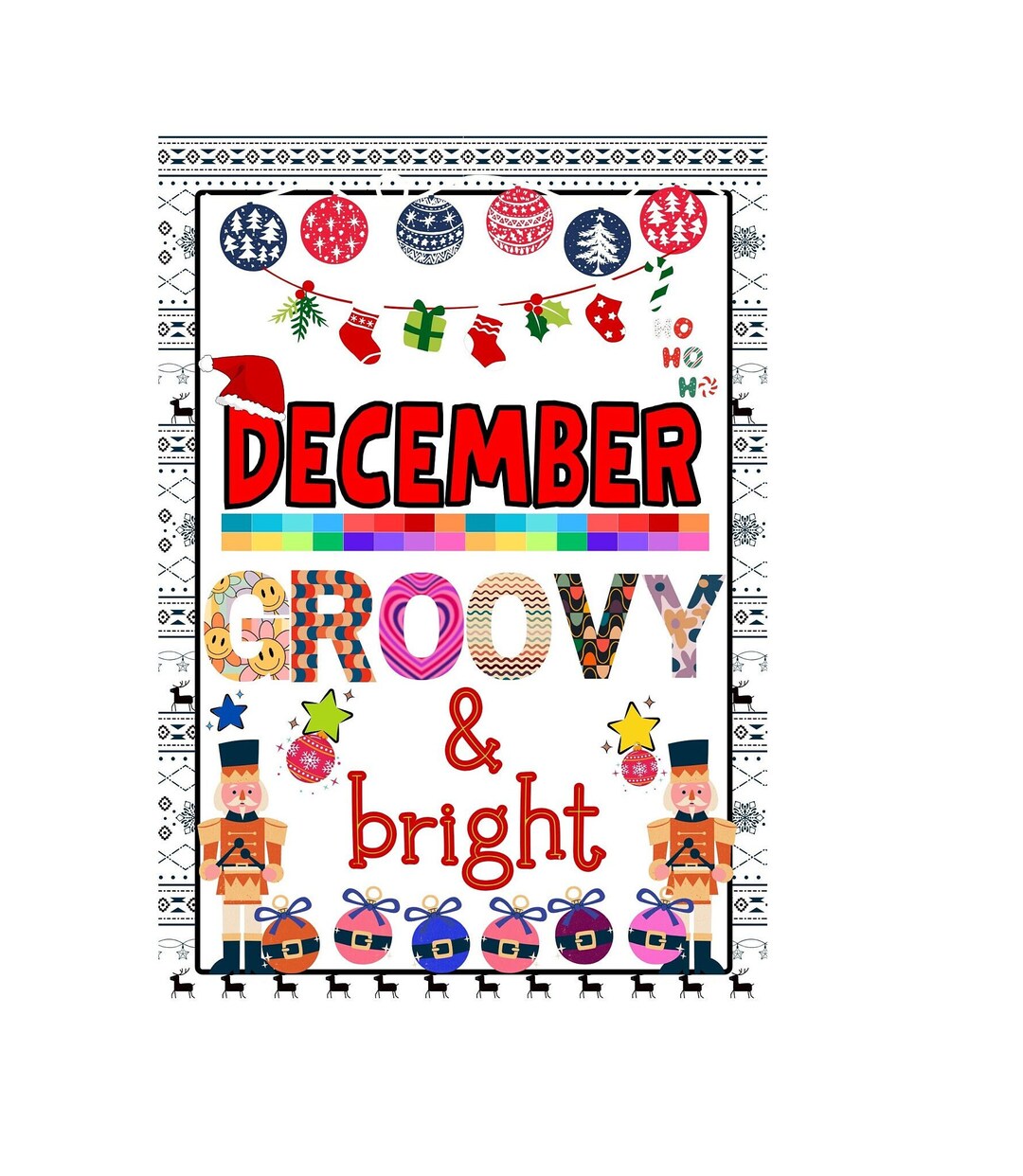 Retro Christmas Bulletin Board Kit Groovy and Bright Hallway - Etsy