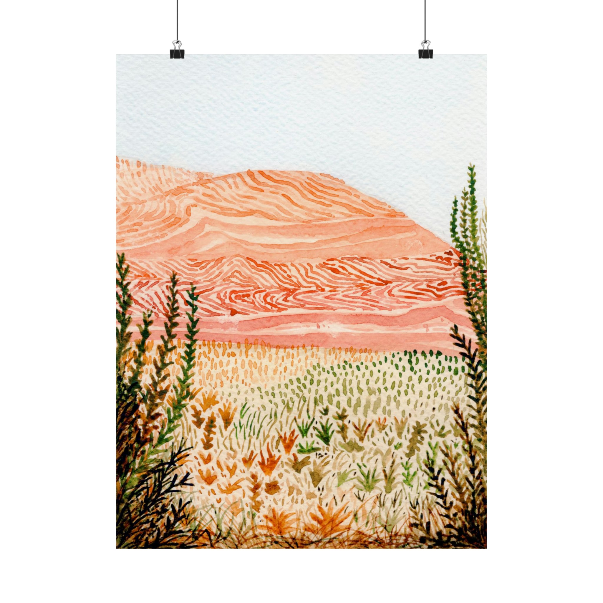 Desert Landscape Watercolor Painting Print - Etsy