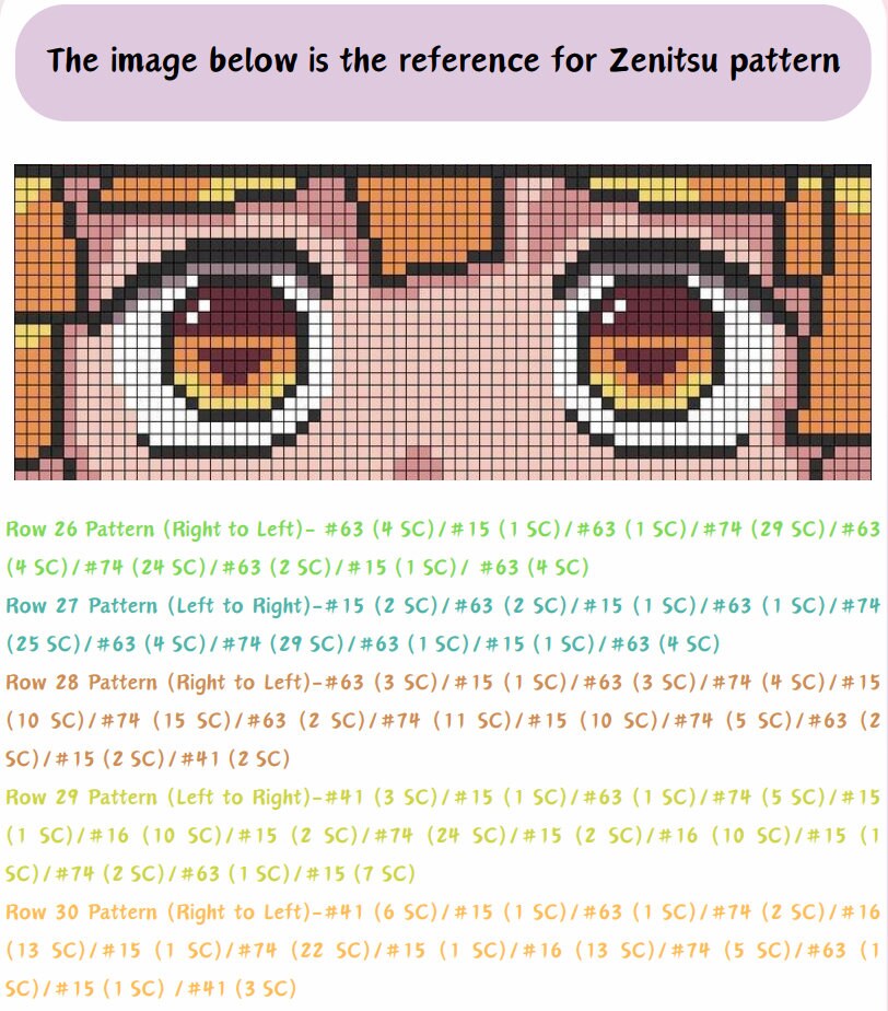 Demon Slayer Crochet Pixel Grid Pattern - Etsy