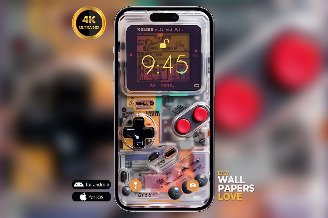 4K Mobile Home Screen Gameboy Wallpaper for iPhone and Android Phones - Etsy