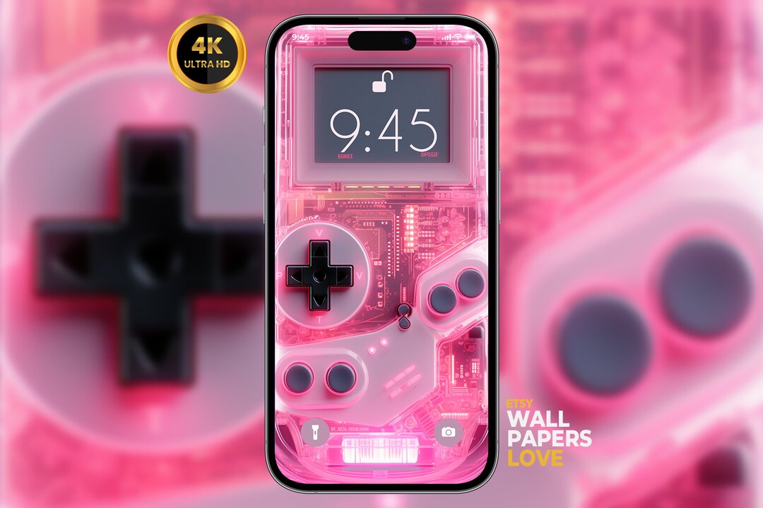 4K High Resulation Mobile Phone Wallpaper - Pink Gameboy Wallpapers - Etsy