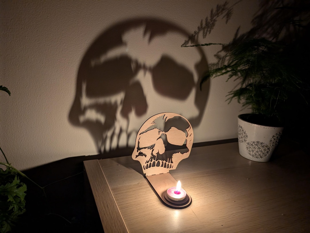Skull Shadow Caster Tealight Holder Halloween Candle Holder Gothic ...