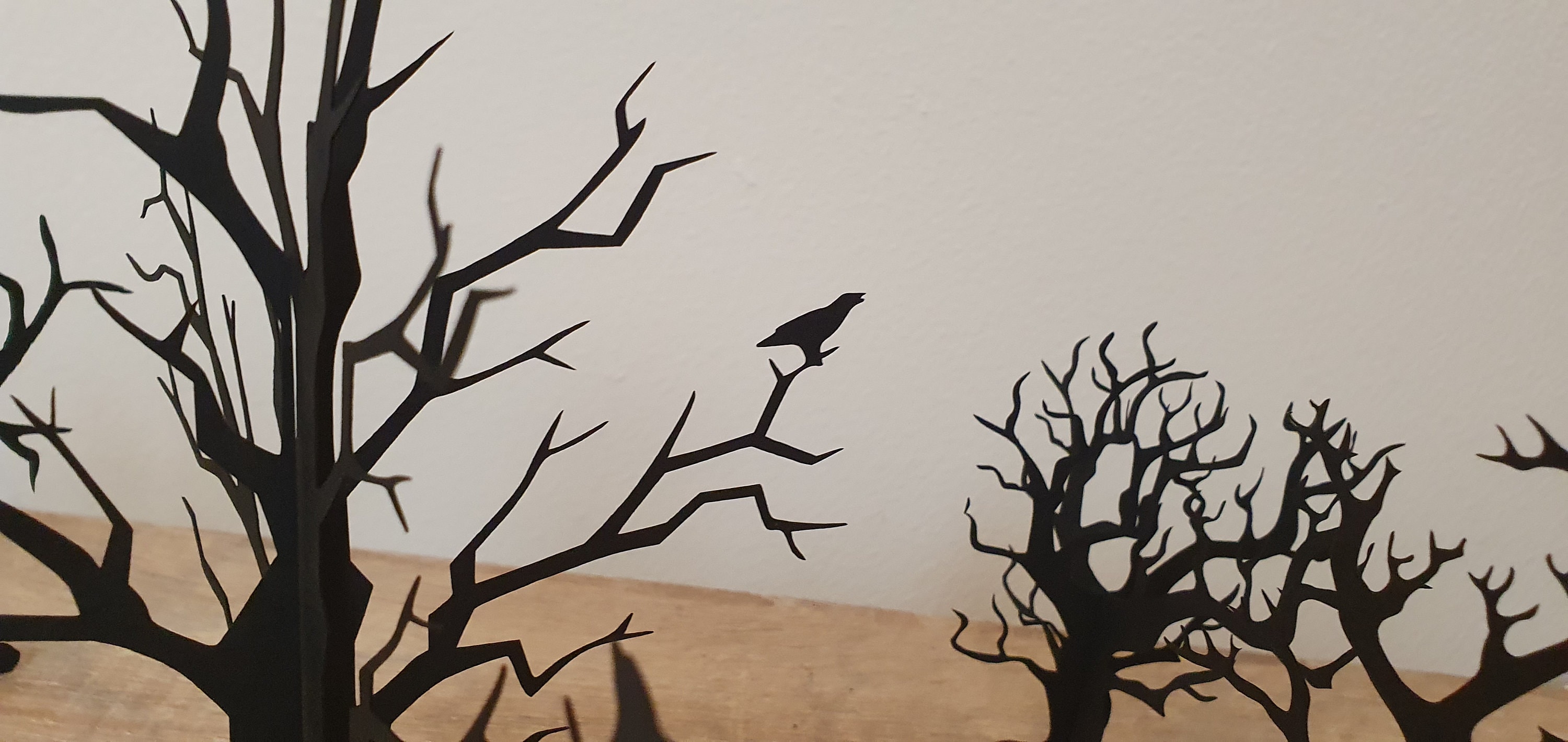 Halloween Paper Art Spooky Trees. Cemetery, Crows, Bare Branches, and ...