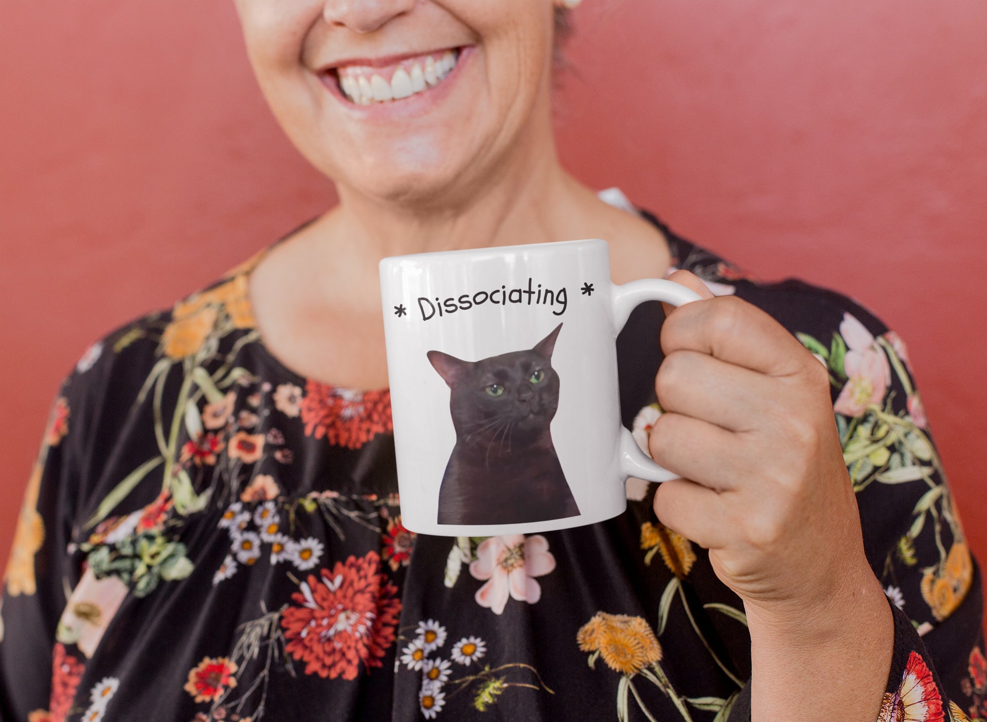 Funny Cat Mug, Zoning Out Black Cat Cup, Dissociating Cat Mug, Cat ...