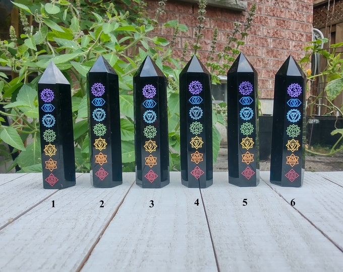 Black Obsidian Chakra Tower - Etsy