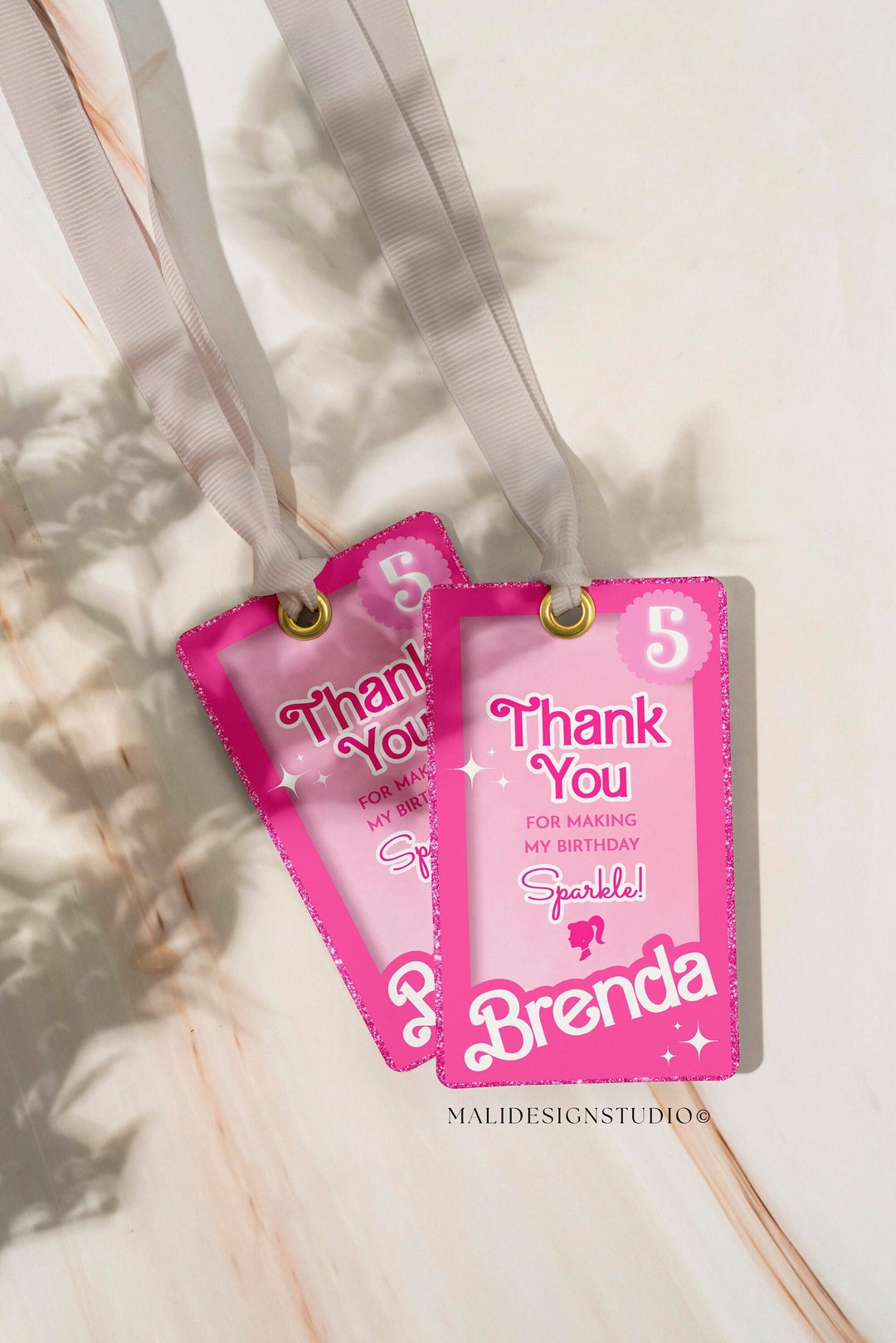Editable Hot Pink Doll Birthday Thankyou Card Sparkle Pink Doll Gift ...