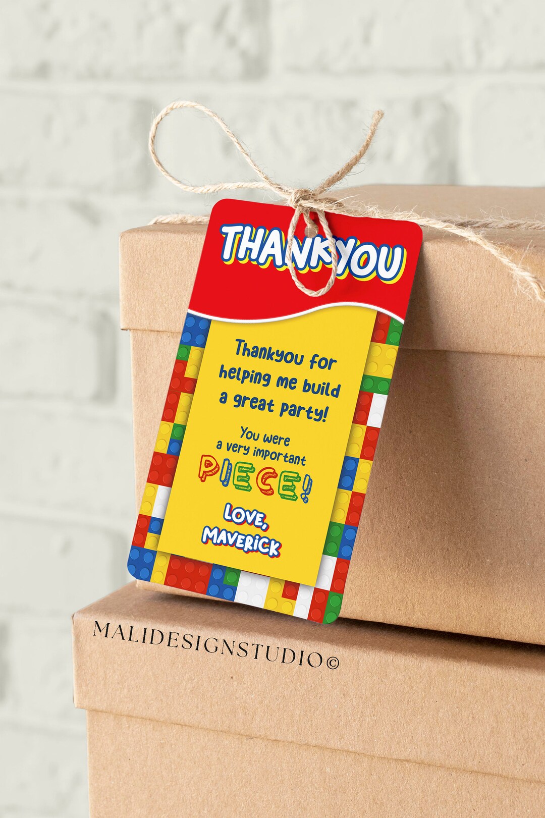 Red Building Blocks Birthday Favor Tag, Editable Printable Build Party ...