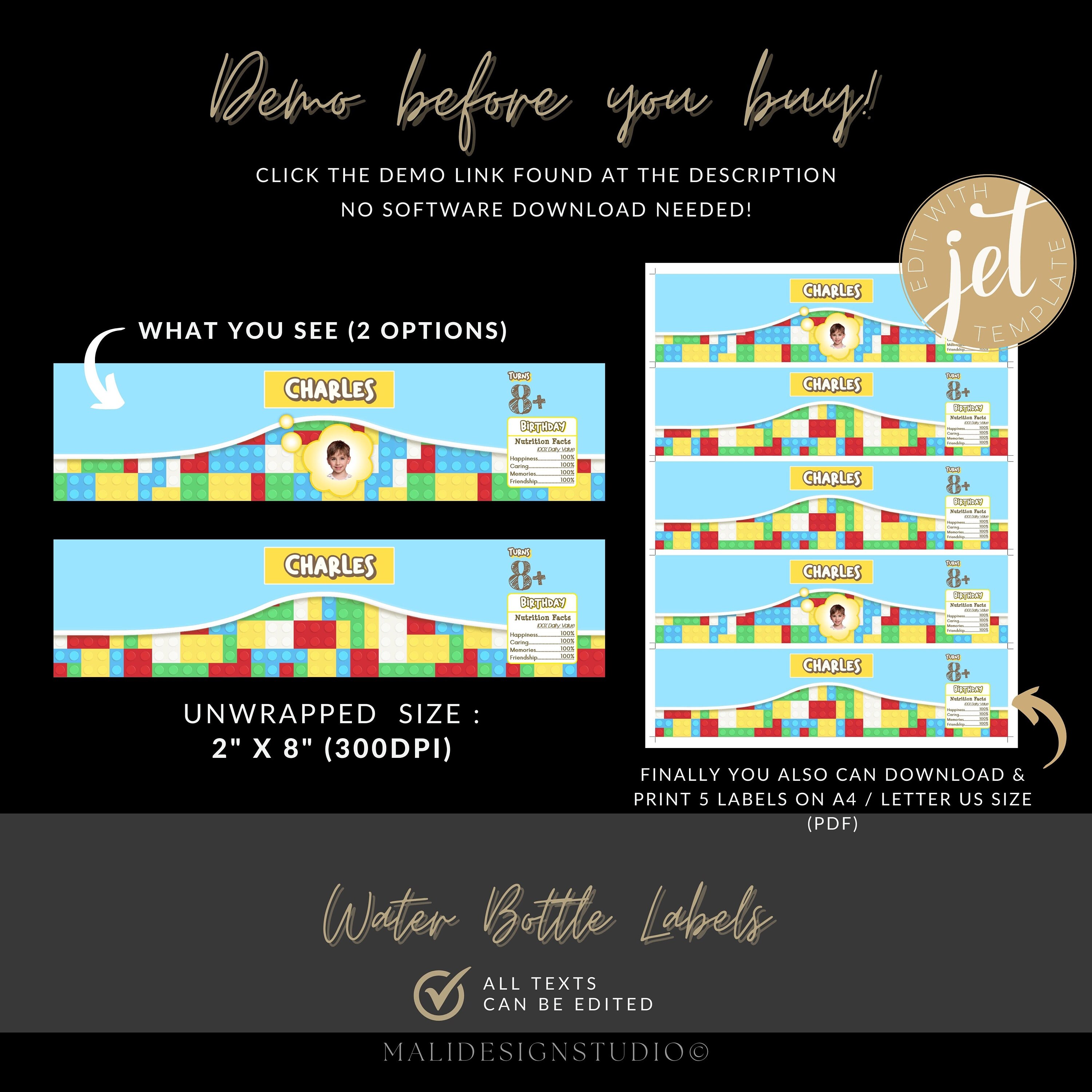 Editable Printable Bright Colorful Building Blocks Birthday Water ...