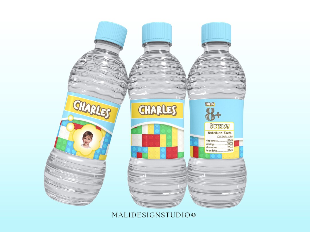 Editable Printable Bright Colorful Building Blocks Birthday Water ...
