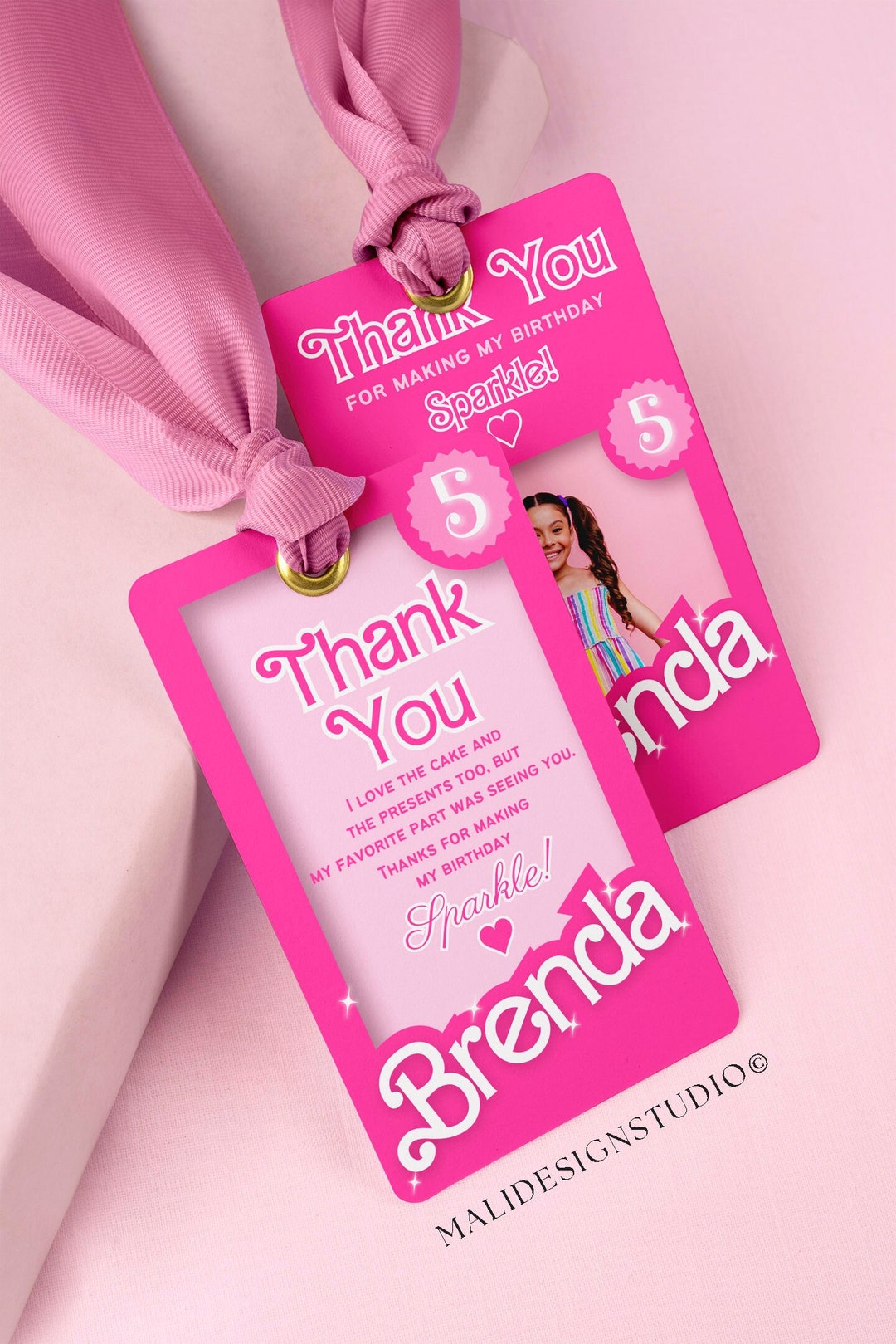 Editable Printable Hot Pink Doll Box Birthday Thankyou Card, Digital ...