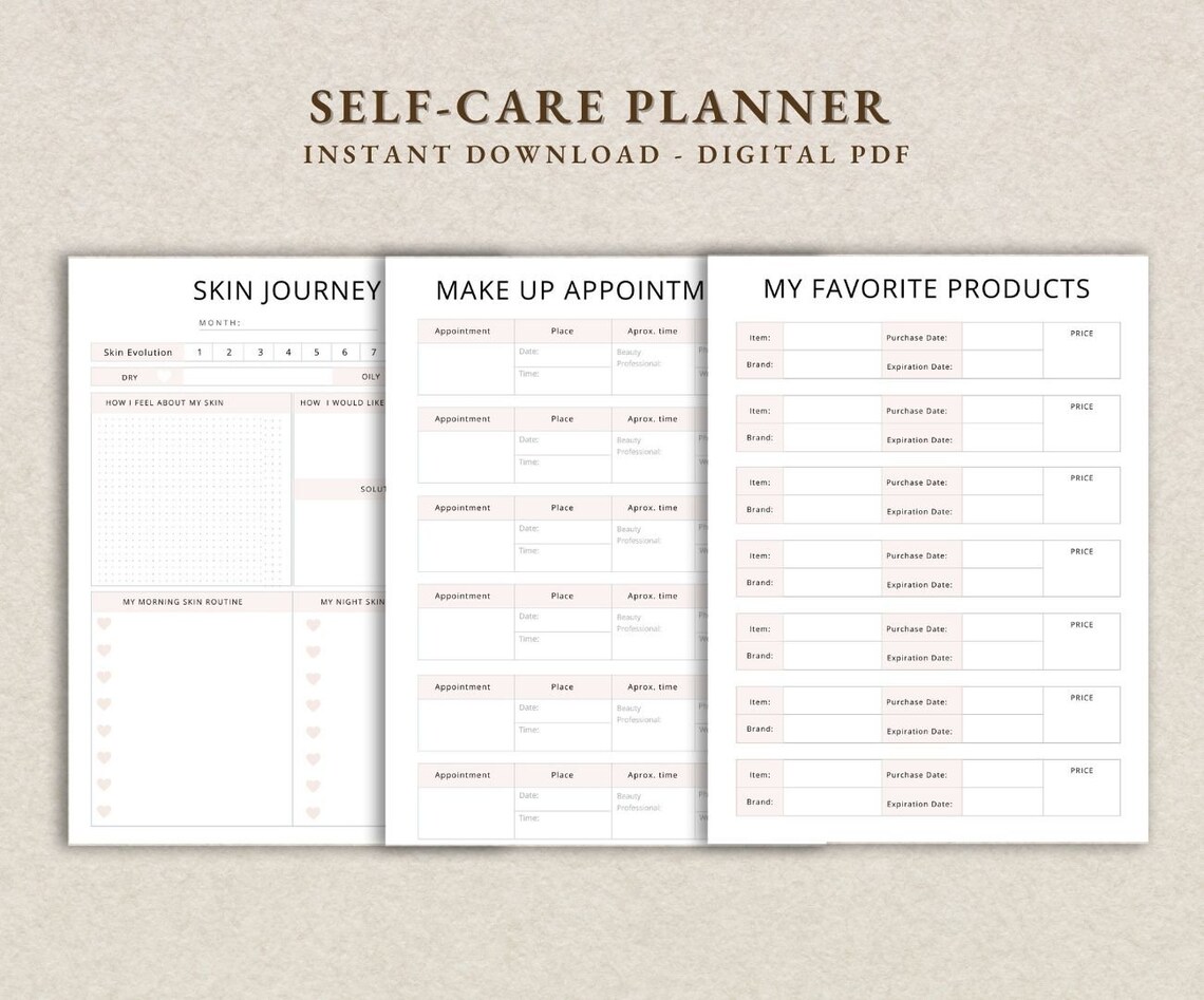 Self-care Planner, Self-love Tracker, Self Care Journal, Self Love ...