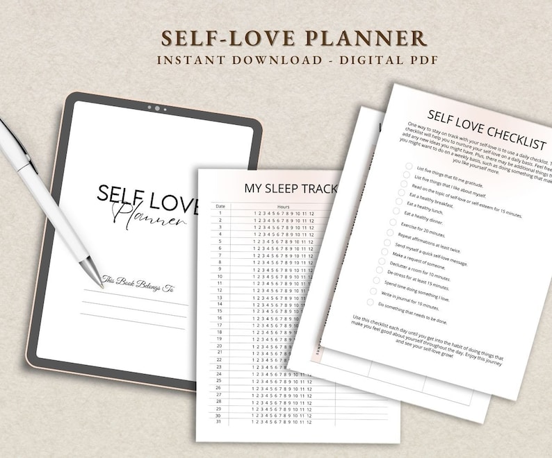 Self-love Planner, Self-care Tracker, Self Care Journal, Self Love ...