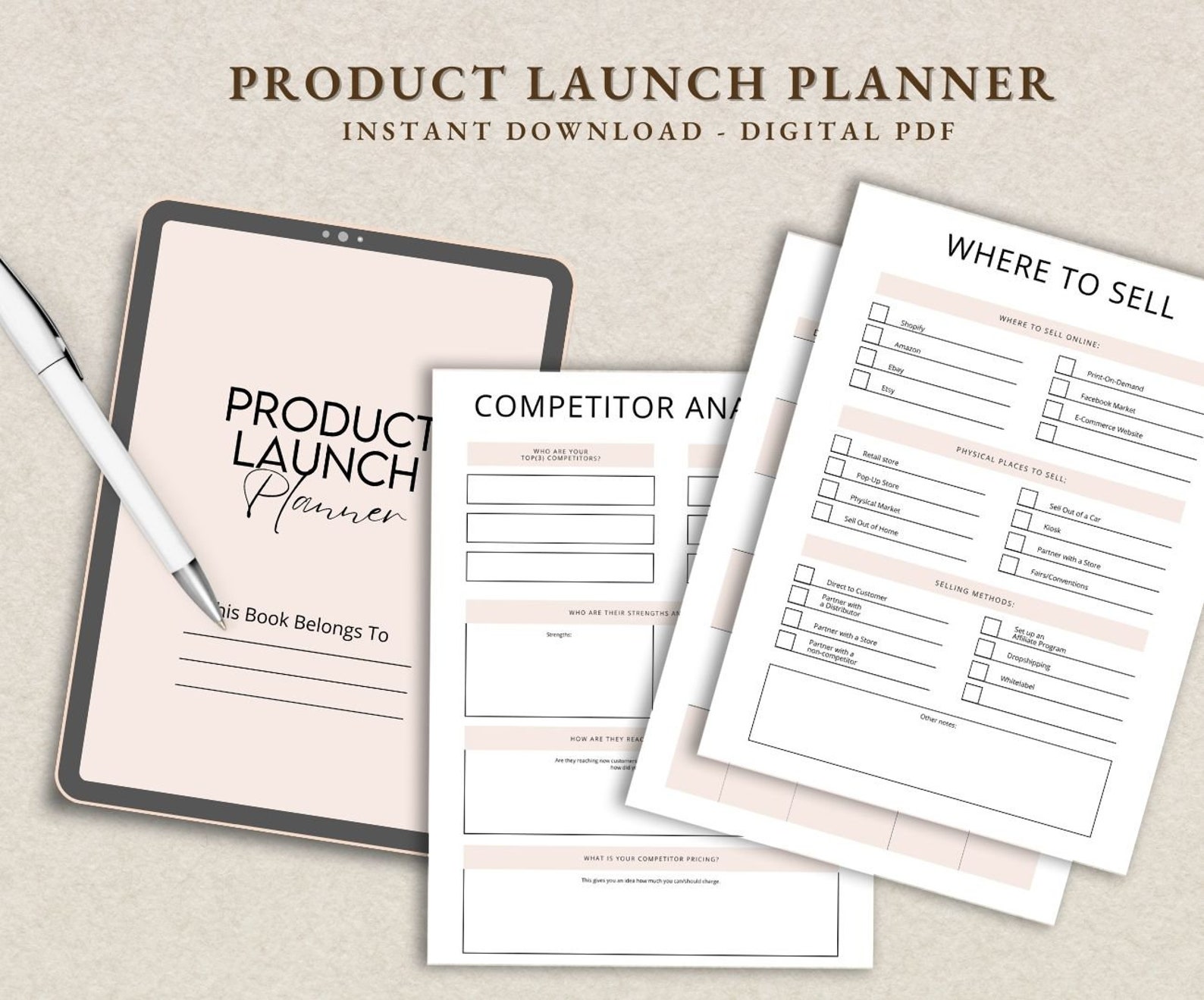 Printable Product Planner Pages | Digital Business Planner | Product ...