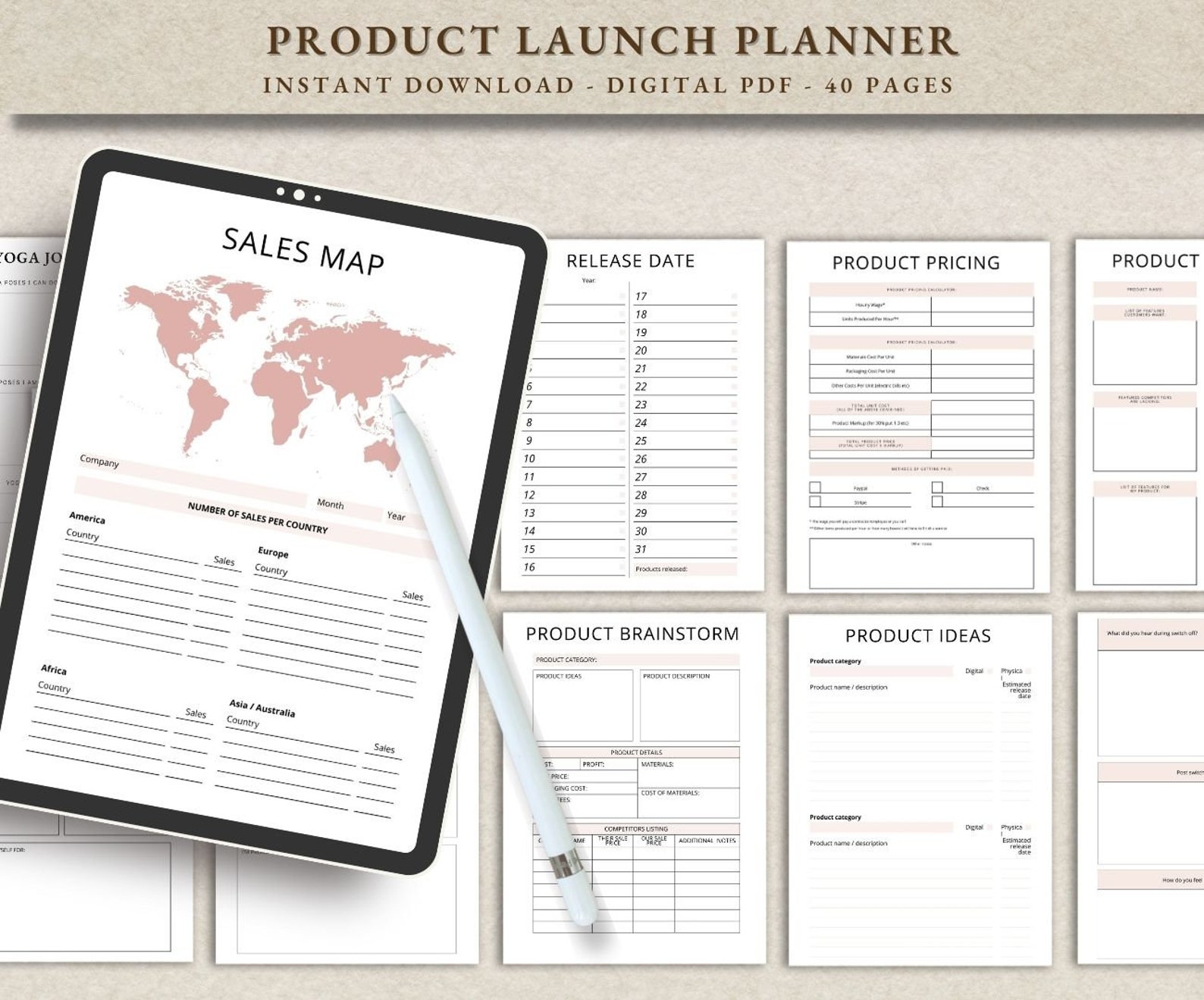 Printable Product Planner Pages | Digital Business Planner | Product ...