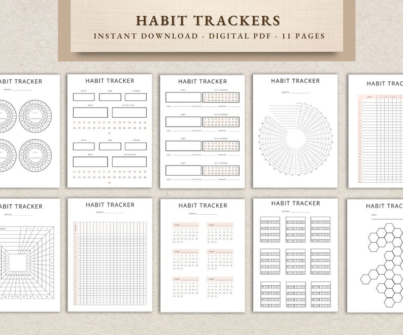 Habit Tracker Printable | Habit Tracker Digital | Yearly, Monthly ...