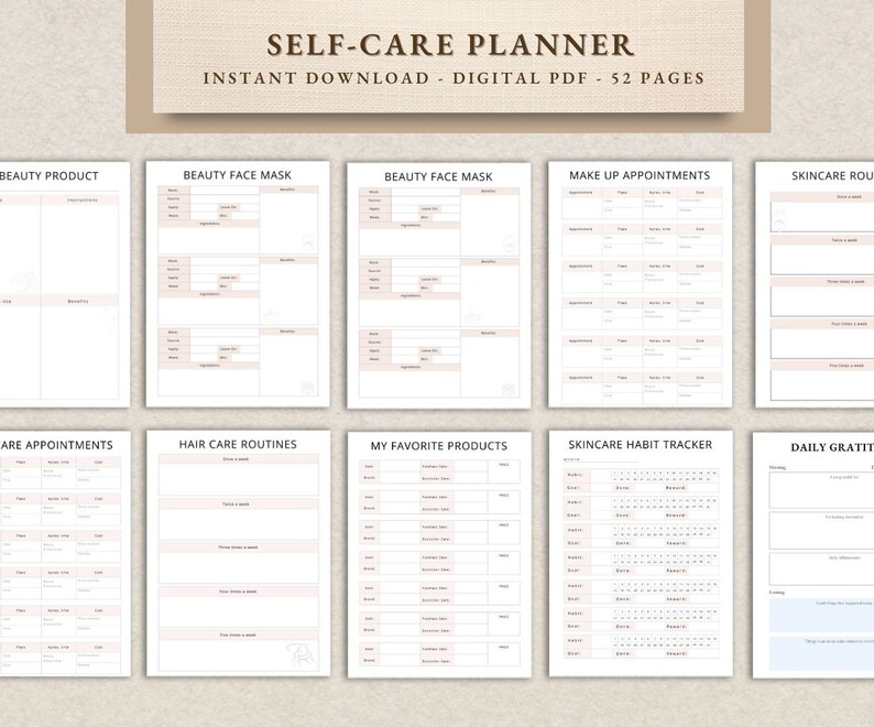 Self-care Planner, Self-love Tracker, Self Care Journal, Self Love ...