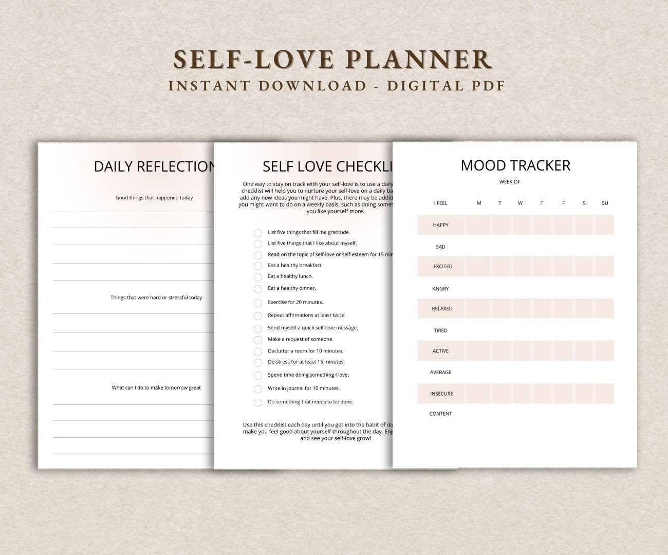 Self-love Planner, Self-care Tracker, Self Care Journal, Self Love ...