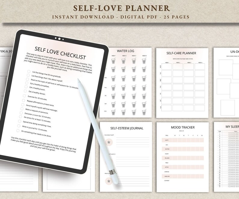 Self-love Planner, Self-care Tracker, Self Care Journal, Self Love ...